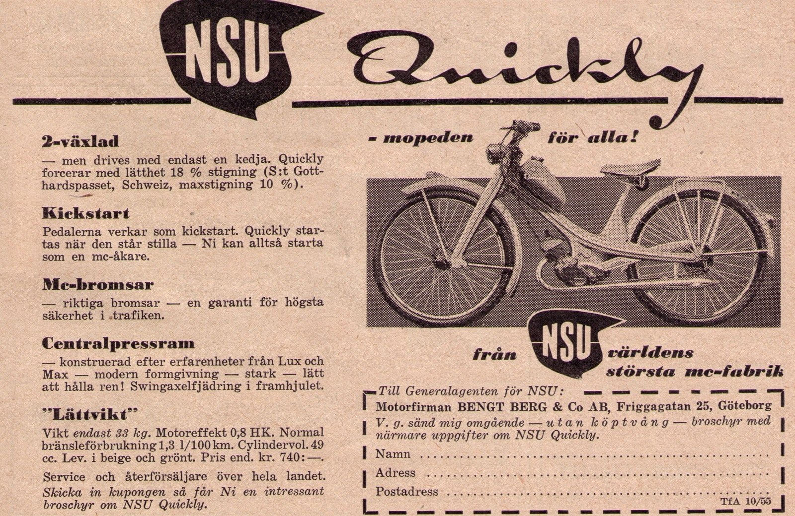 Rätt förgasare på NSU Quickly - Classic Motor