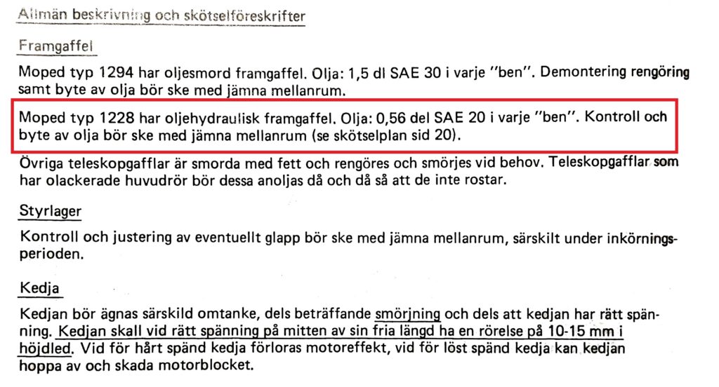 Olja till framgaffeln på Crescent 50 SS - Classic Motor